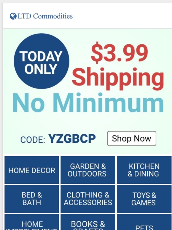 LTD Commodities: Today Only! $3.99 Shipping No Minimum | Milled