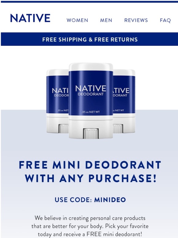 Native: Hey, Get A Free Mini Deodorant! | Milled