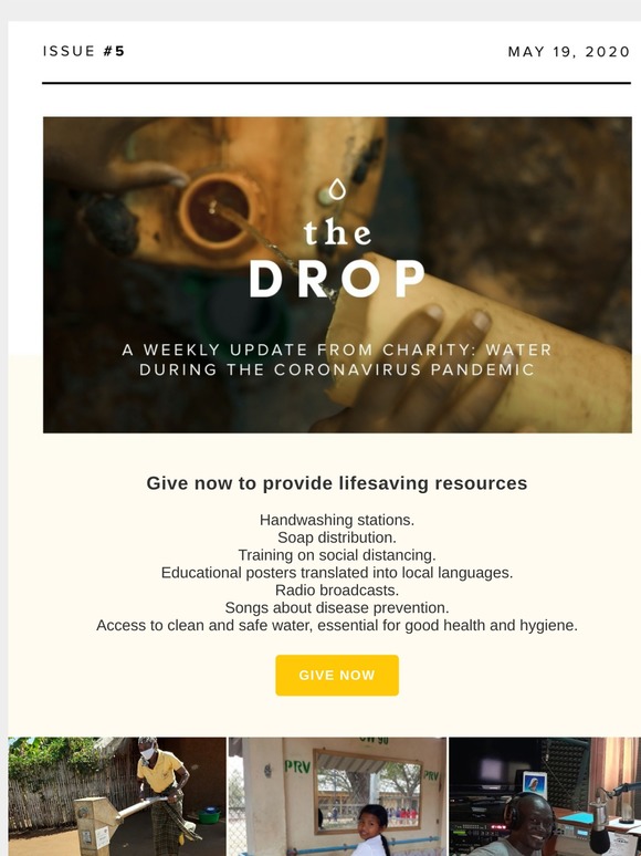 Charity: Water: The Drop: We’re halfway to our COVID-19 fundraising ...