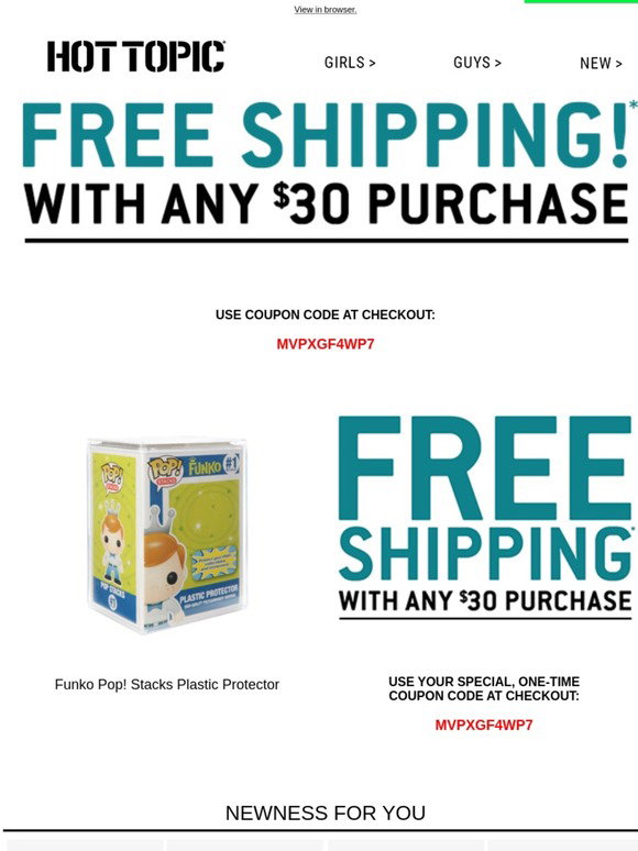 Hot Topic: Pssst...want free shipping on your next order? | Milled