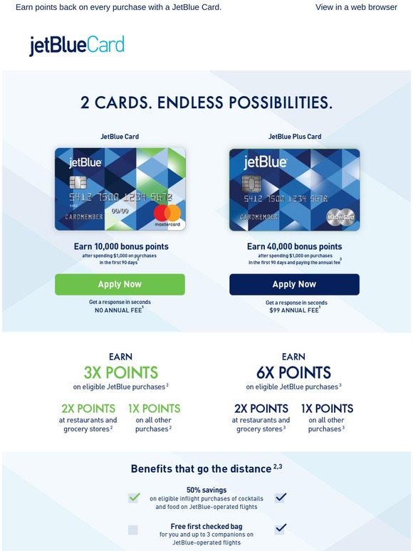 JetBlue: Now boarding: Up to 40,000 bonus points. | Milled