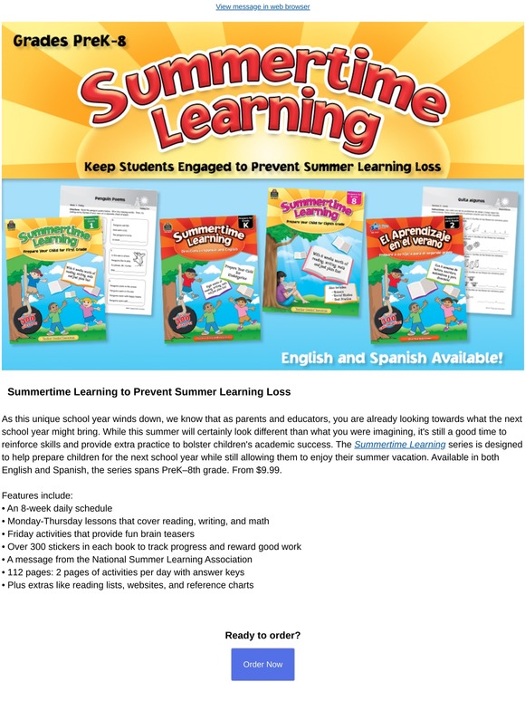 Teacher Created Resources: Summertime Learning to Prevent Summer ...