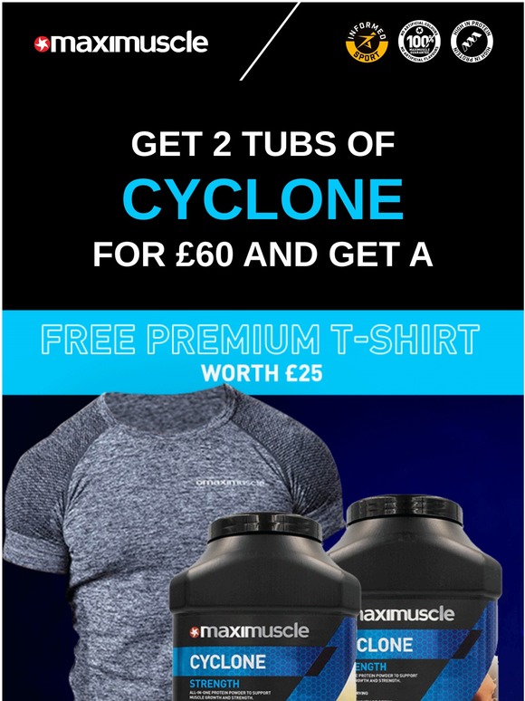 MaxiNutrition: -Get 2 Tubs of Cyclone Protein Powder for £60 + Free ...