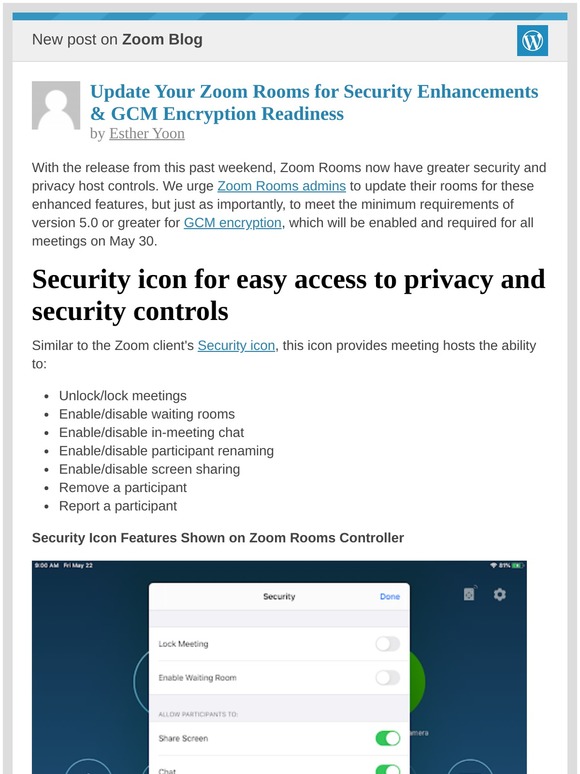Zoom: [New post] Update Your Zoom Rooms for Security Enhancements & GCM ...