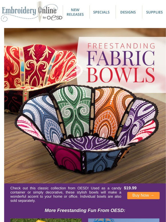Embroidery Online: Featured Collection: Freestanding Fabric Bowls | Milled