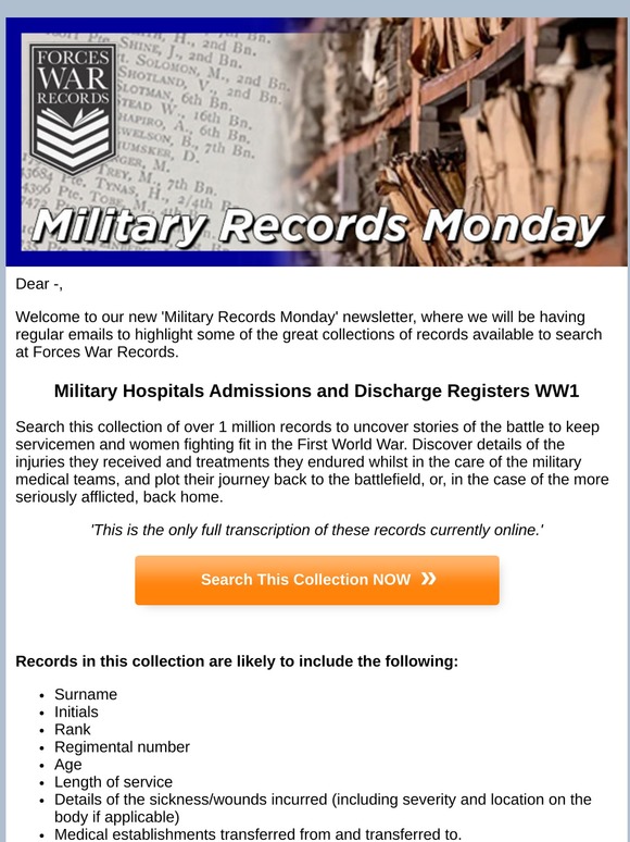 Forces War Records: 📜 Military Records Monday - View Records from this ...