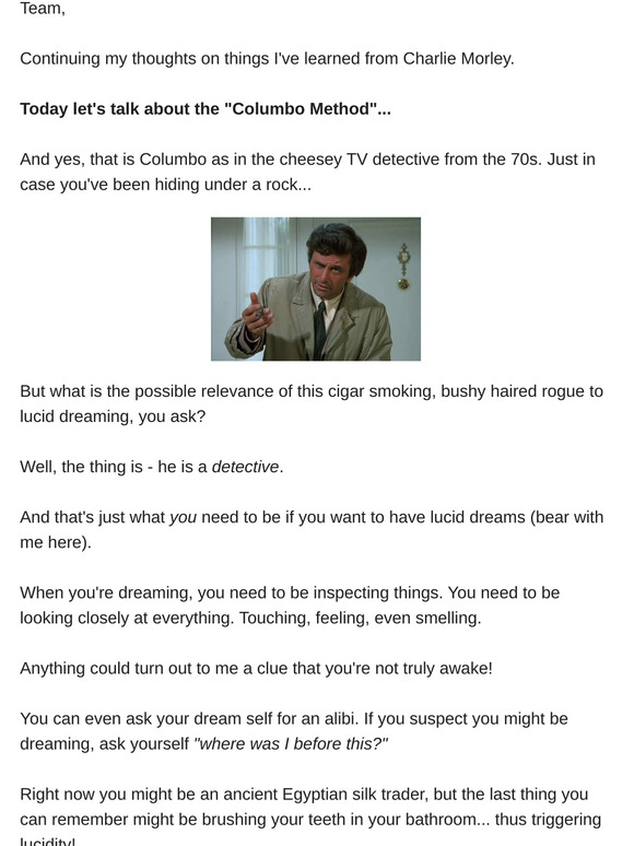 Lucid Dreaming Fast Track: The 'Columbo Method' of Lucid Dreaming 🔎 ...
