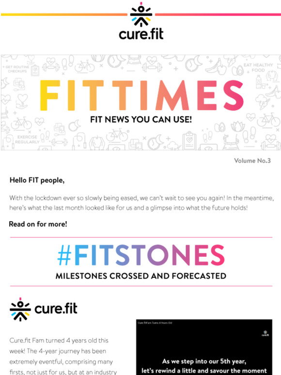 Cure.fit: Fit Times | cure.fit turns 4 & a whole lot more | Milled