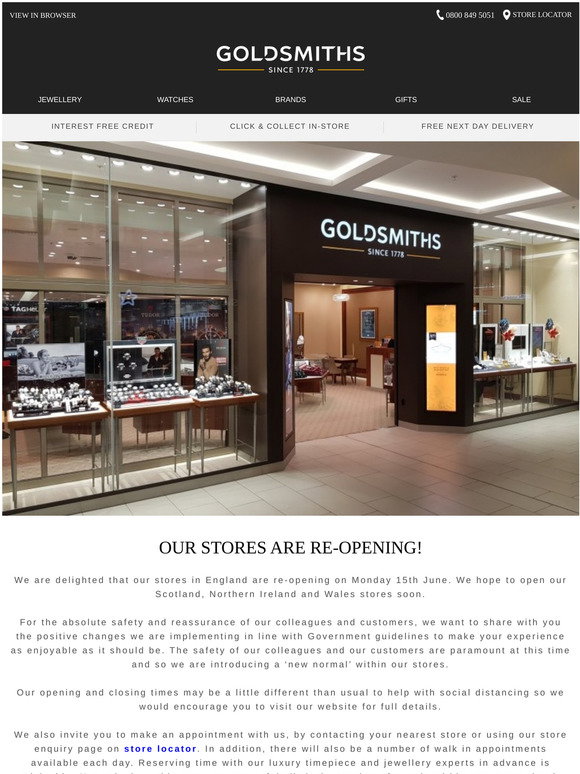 Goldsmiths: Our stores are re-opening | Milled