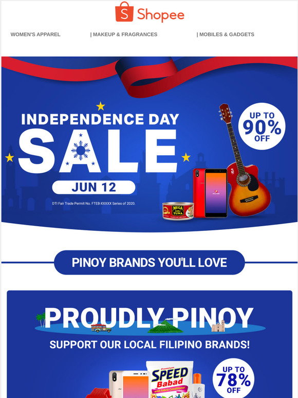 Shopee: Support our local Filipino brands this Independence Day! 😄🙌 ...