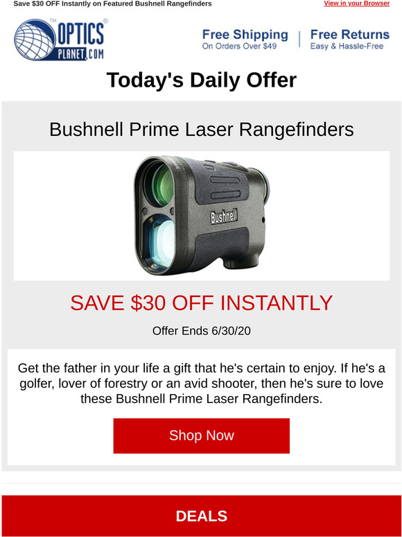 OpticsPlanet: Bushnell PRIME Laser Rangefinders on Sale | Milled