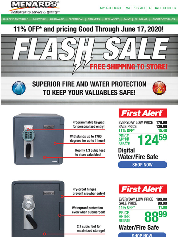 Menards: Flash Sale! | Keep Your Valuables Safe! | Milled