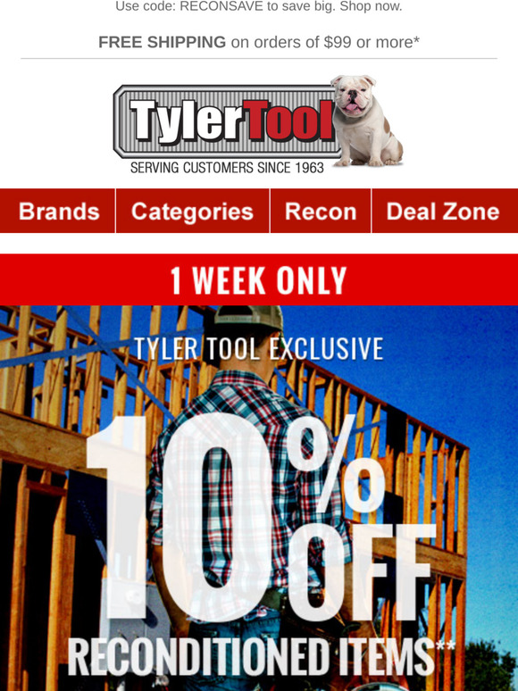 Tyler Tool: Tyler Tool Exclusive: 10% Off Reconditioned Tools for a ...