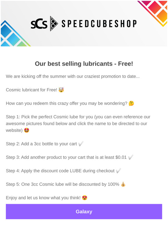 SpeedCubeShop: Free Cosmic Lube with purchase of $0.01! | Milled