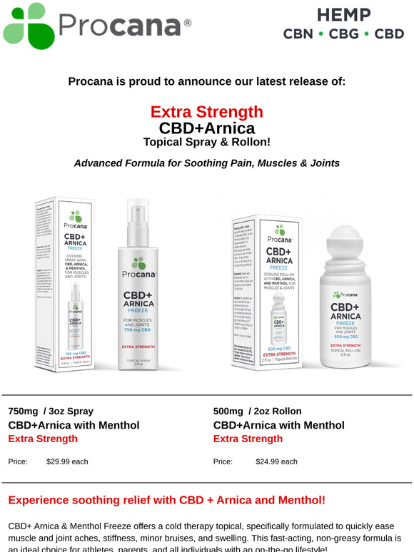 Procana: New CBD+Arnica & Menthol Topical by Procana | Milled Procana: New CBD+Arnica & Menthol Topical by Procana | Milled