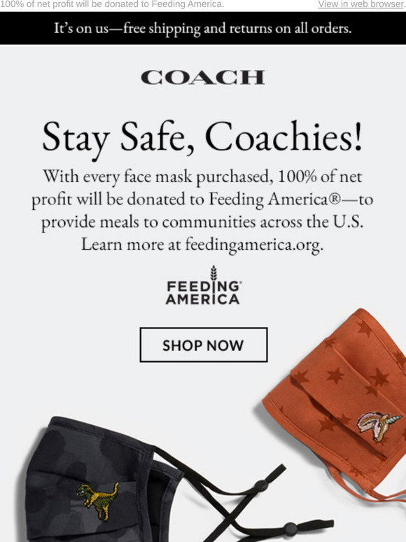 Coach: Stay Safe, Coachies: Face Masks Are Here | Milled