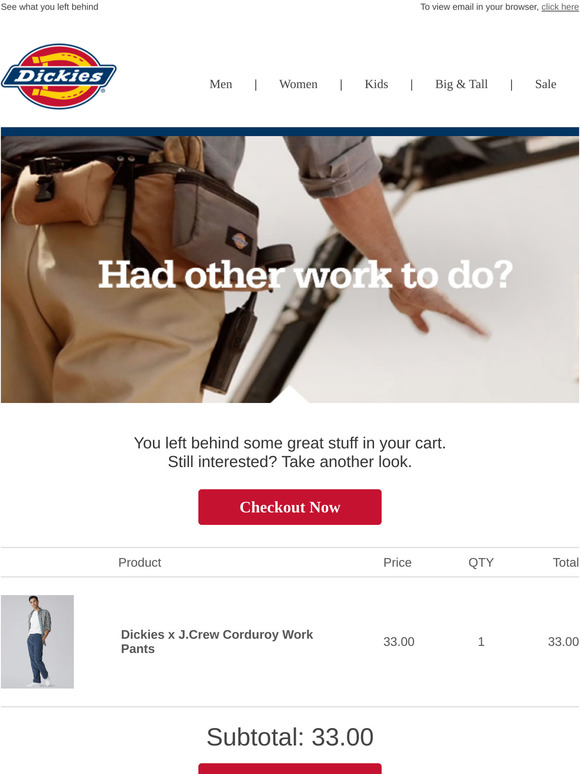 Dickies: Complete Your Order at Dickies.com | Milled