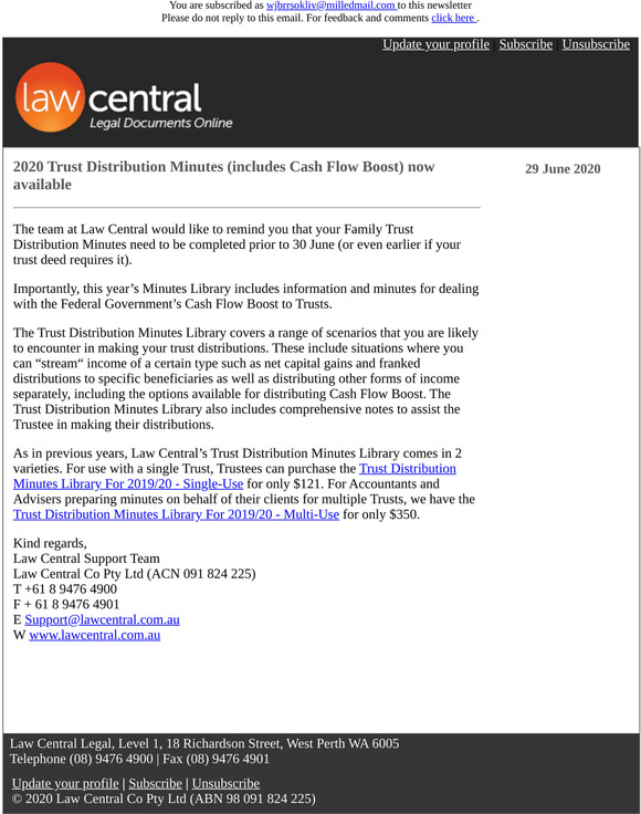 LawCentral: 2020 Trust Distribution Minutes (includes Cash Flow Boost ...