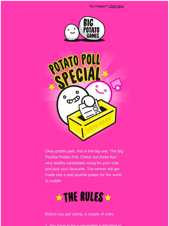 Big Potato: Vote for our new plushie potato. Polls now open! | Milled