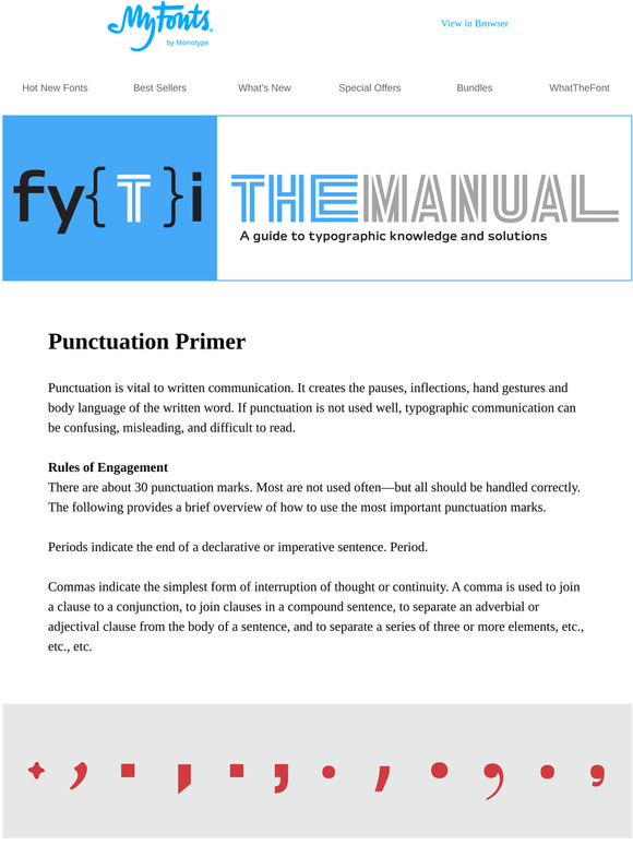 MyFonts: FY{T}I The Manual - Punctuation Primer | Milled