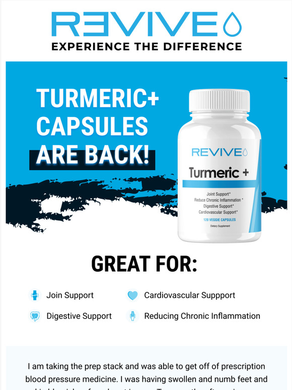 Revive Supplements: Turmeric+ Capsules Are BACK IN STOCK! 🚨 | Milled