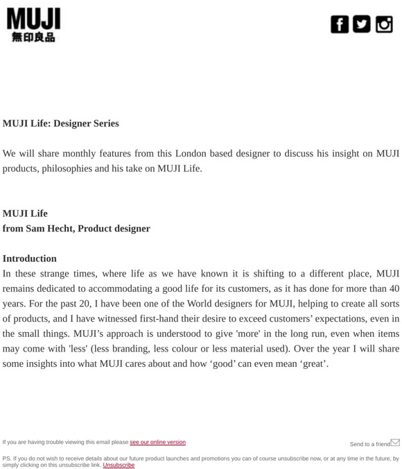 MUJI: MUJI Life from Sam Hecht, Product designer | Milled