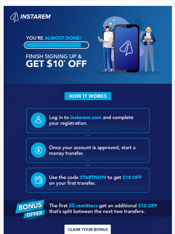 Instarem: Complete Your Registration & Get $10 Off | Milled