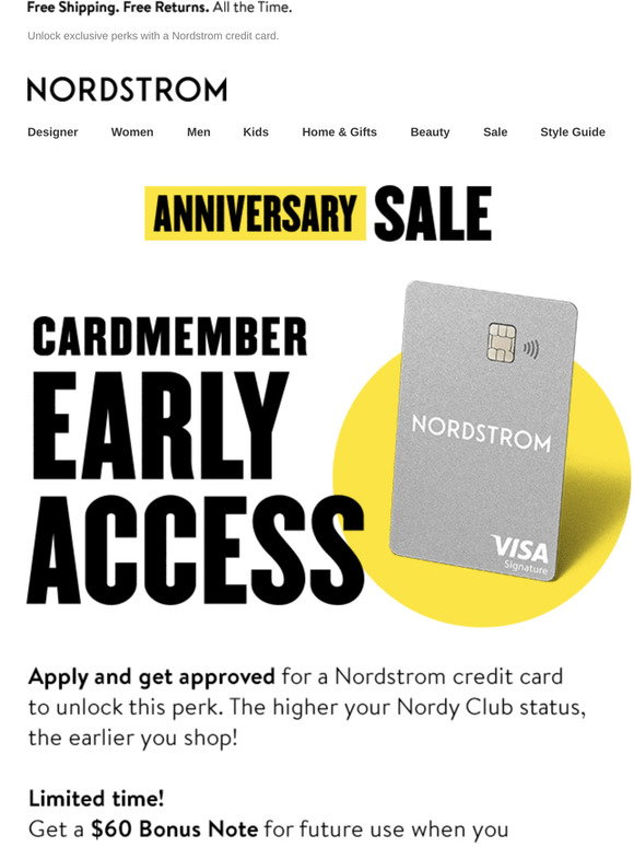 Nordstrom: Get a $60 Bonus Note—and Cardmember Early Access! | Milled