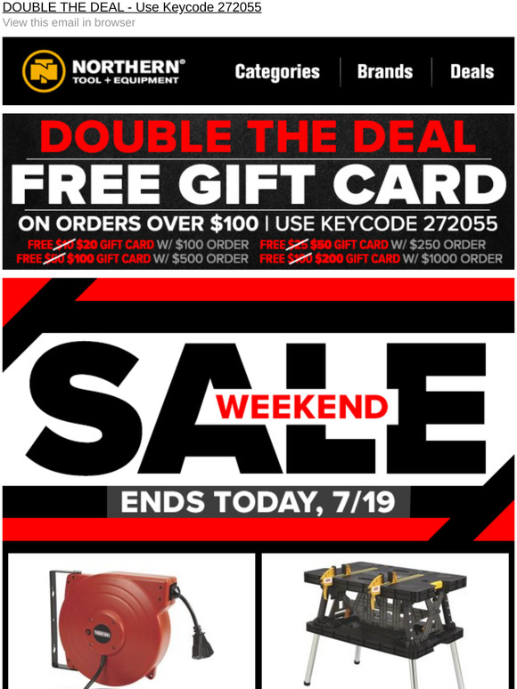 Northern Tool: Last Call For These Weekend Savings + Free Gift Card ...