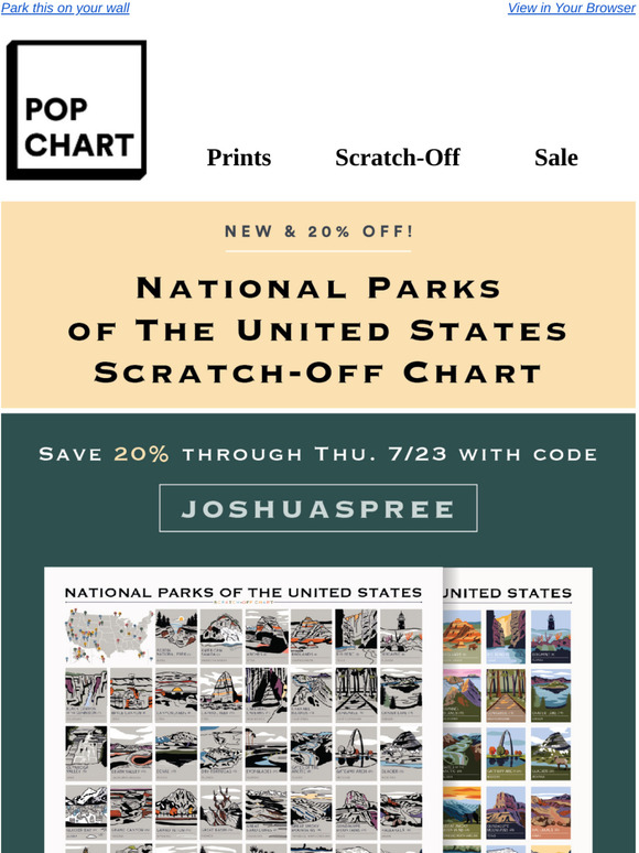 Pop Chart Lab: NEW: National Parks Scratch-Off Chart 🏞 | Milled