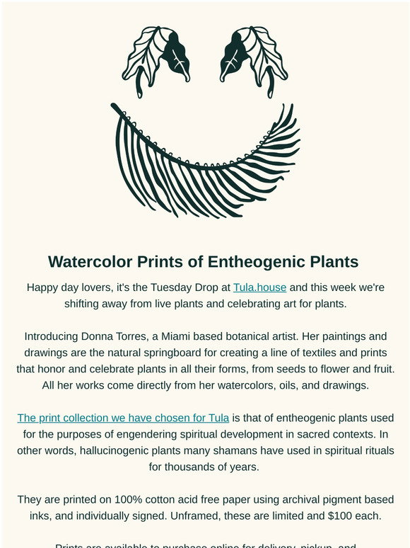 TULA: Watercolor prints of entheogenic plants | Milled