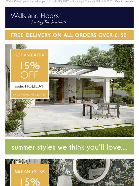 Walls and Floors: Summer Styles with 15% Off | Milled