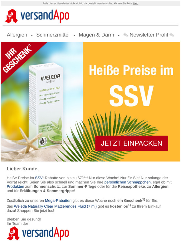 VersandApo: Rabatte von bis zu 67% + ein pflegendes Fluid als Geschenk ...