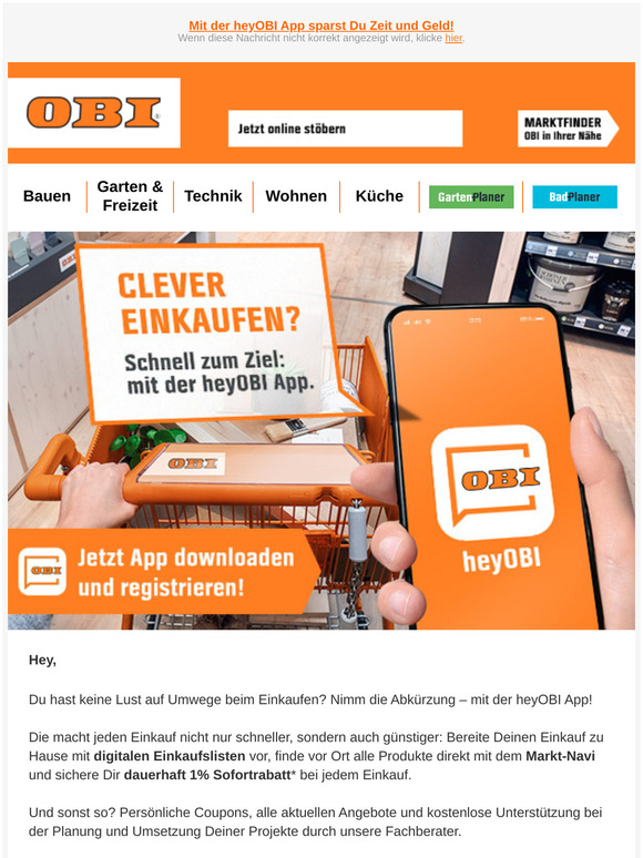 OBI: Produkte direkt finden und Sofortrabatt sichern? Jetzt mit heyOBI ...