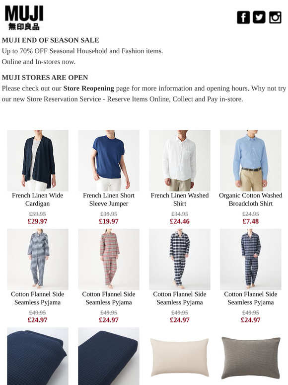 MUJI: MUJI SALE | Up to 70% OFF New Lines Added | Milled