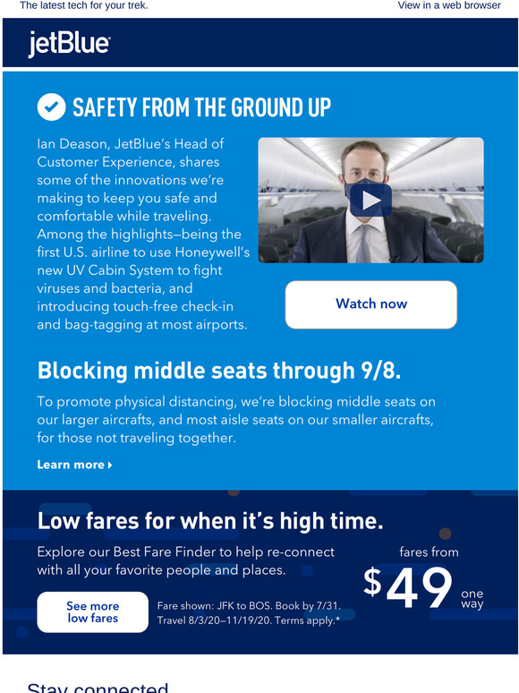 JetBlue: Now arriving: even more safety innovations. | Milled