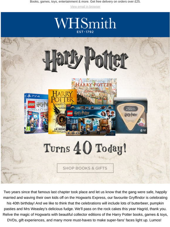 WHSmith: Happy 40th Birthday Harry Potter! ⚡🎂 | Milled