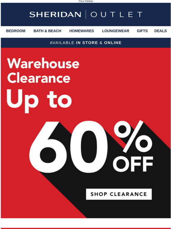 Sheridan: WAREHOUSE CLEARANCE is on! Up to 60% off | Milled