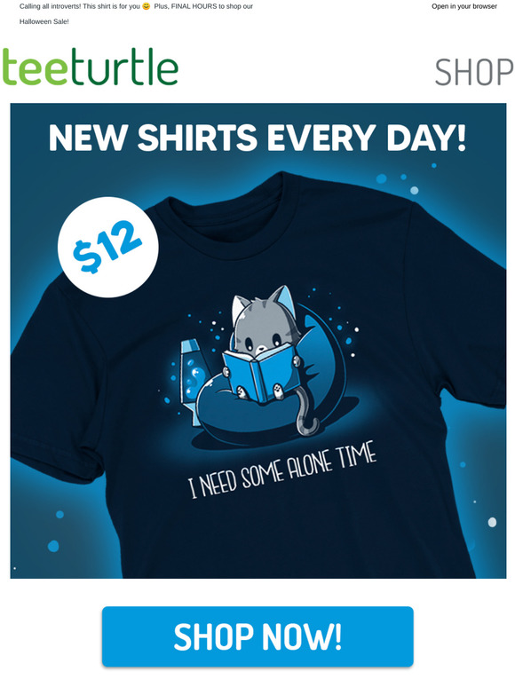 TeeTurtle: Reading alone 📚 > social interaction | Milled