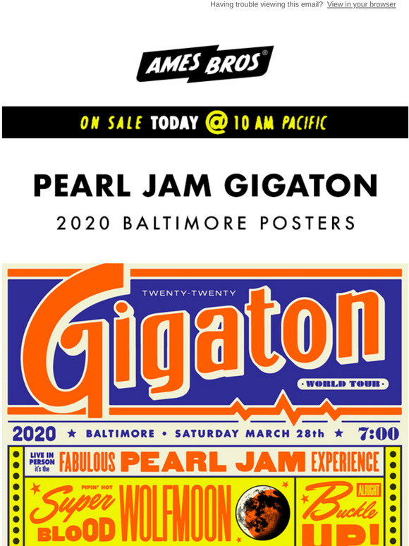 Ames Bros: ON SALE TODAY - Pearl Jam Gigaton 2020 Baltimore Posters ...