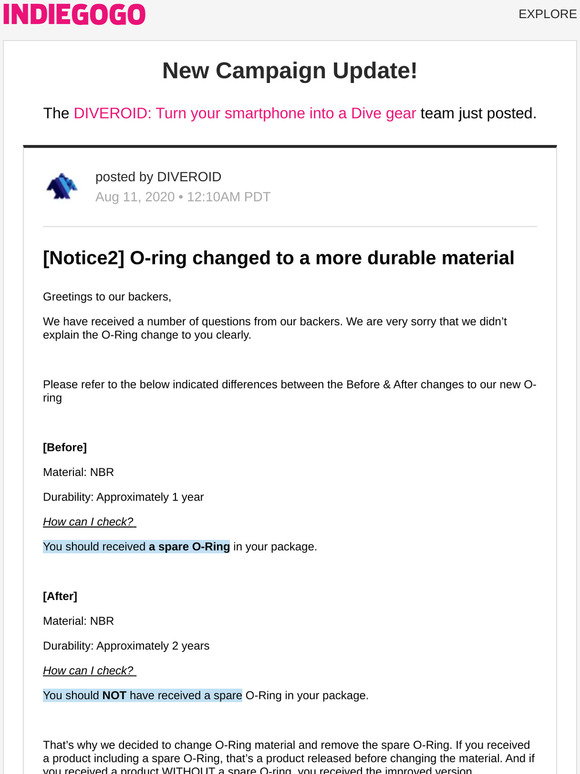 Indiegogo: 📢 Update #11 from DIVEROID: Turn your smartphone into a Dive ...
