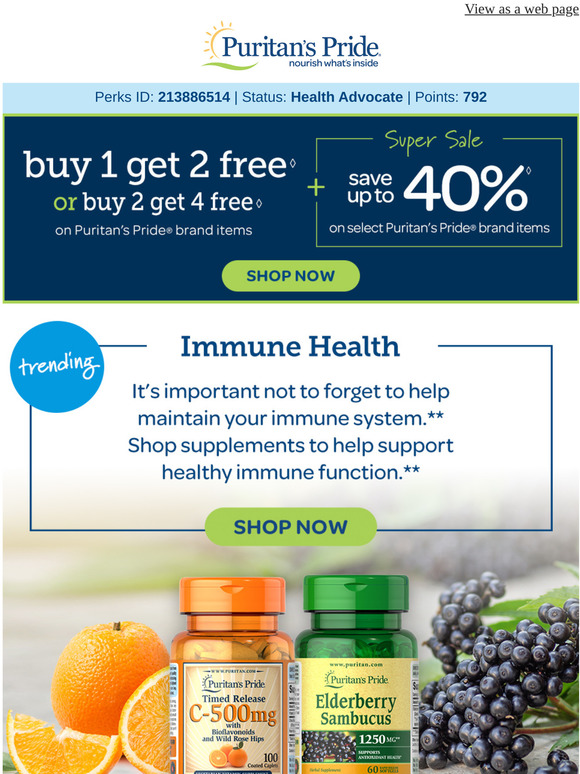 Puritan's Pride: Buy 1 Get 2 Free >> Savings on Immune essentials | Milled