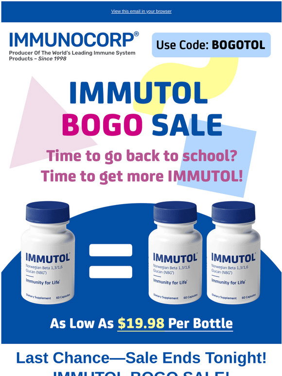Immunocorp: Buy One IMMUTOL Get One FREE—Time Is Running Out | Milled