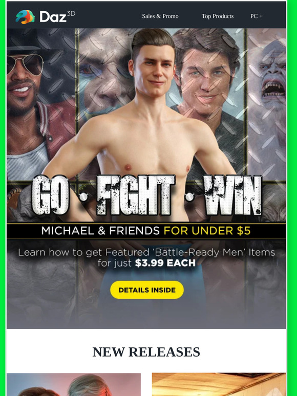 DAZ 3D: Go. Fight. Win. - Michael and Friends for under $5 | Milled