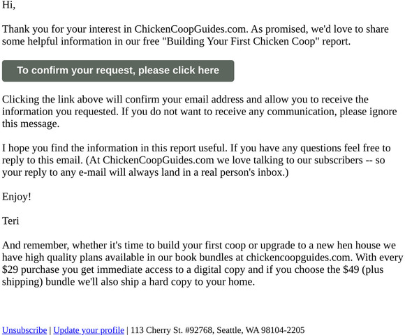 Chicken Coop Guide: E-mail Confirmation and Free Report Download Link ...