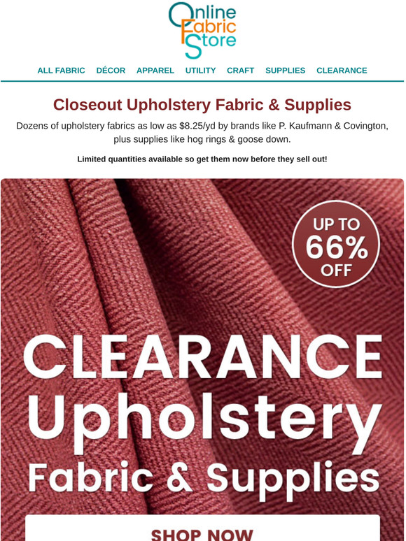 Online Fabric Store: CLOSEOUTS! Upholstery Fabric & Supplies | Milled