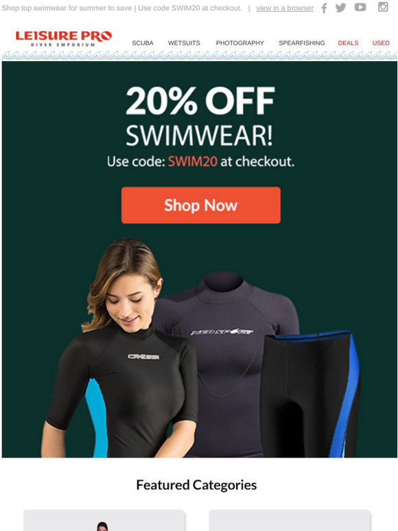 LeisurePro: 💦 Dive In To SAVE 20% On Swimwear 💦 | Milled