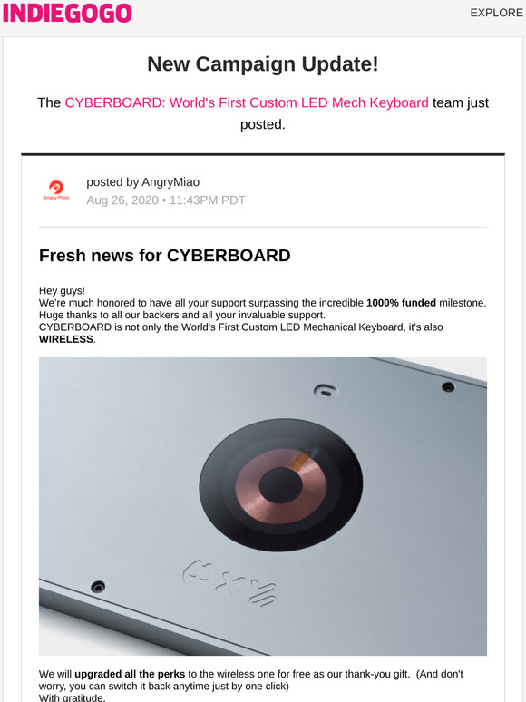 Indiegogo: 📢 Update #1 from CYBERBOARD: World's First Custom LED Mech ...