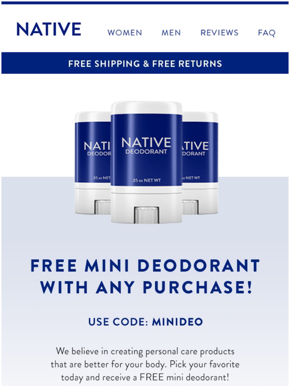 Native: [LAST CHANCE] Get A Free Mini Deodorant! | Milled