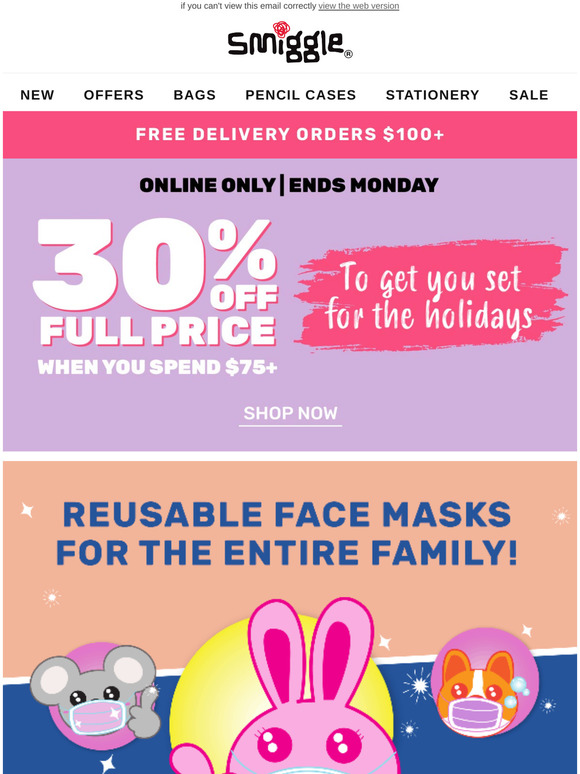 Smiggle: Introducing Smiggle face masks for the entire family! | Milled
